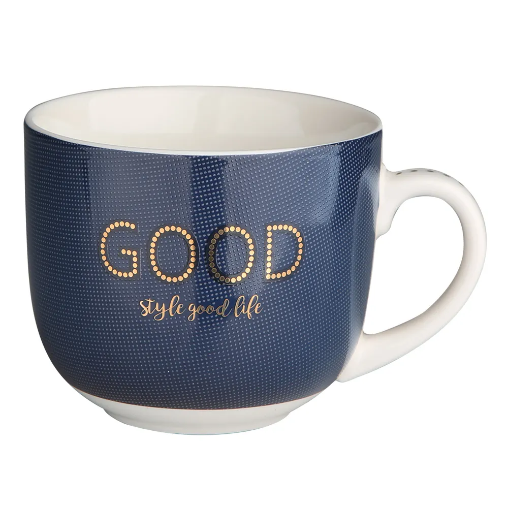 Duża filiżanka do kawy i herbaty porcelanowa Altom Design Good Life granatowa 420 ml - altom.pl