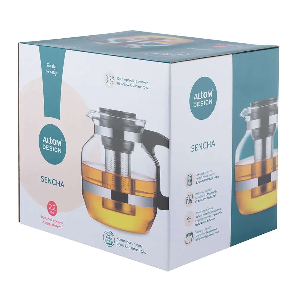 Dzbanek z zaparzaczem do herbaty szklany Altom Design Sencha 2200 ml - altom.pl