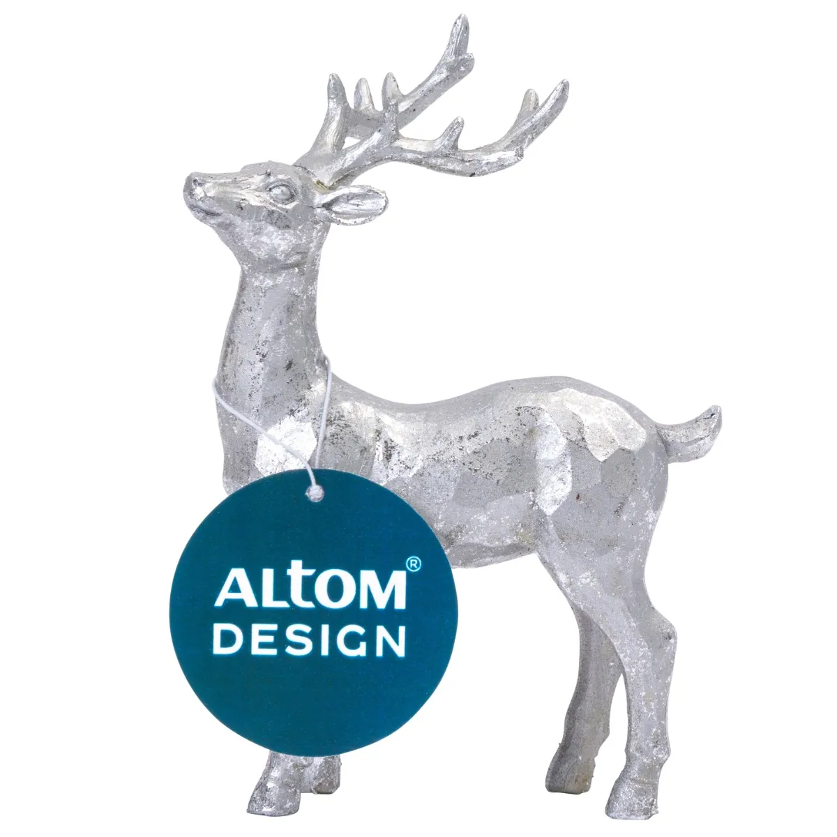 Figurka świąteczna Altom Design Renifer srebrna 14,5 cm - altom.pl