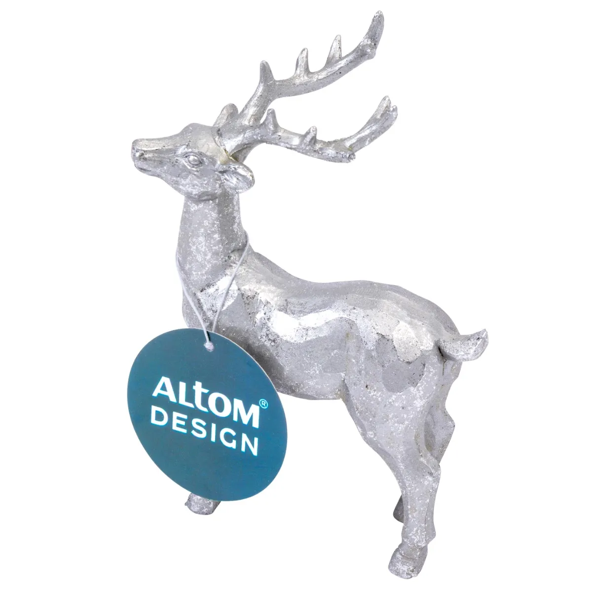 Figurka świąteczna Altom Design Renifer srebrna 14,5 cm - altom.pl