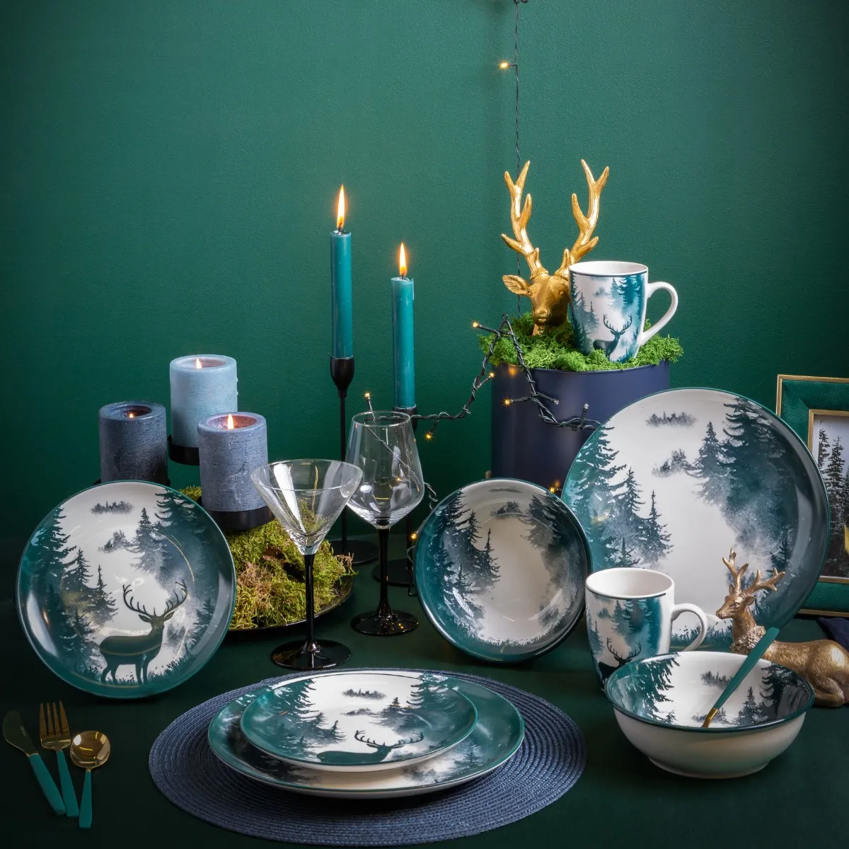 Kubki świąteczne porcelanowe Altom Design Secret Forest 320 ml, 6 szt. - altom.pl