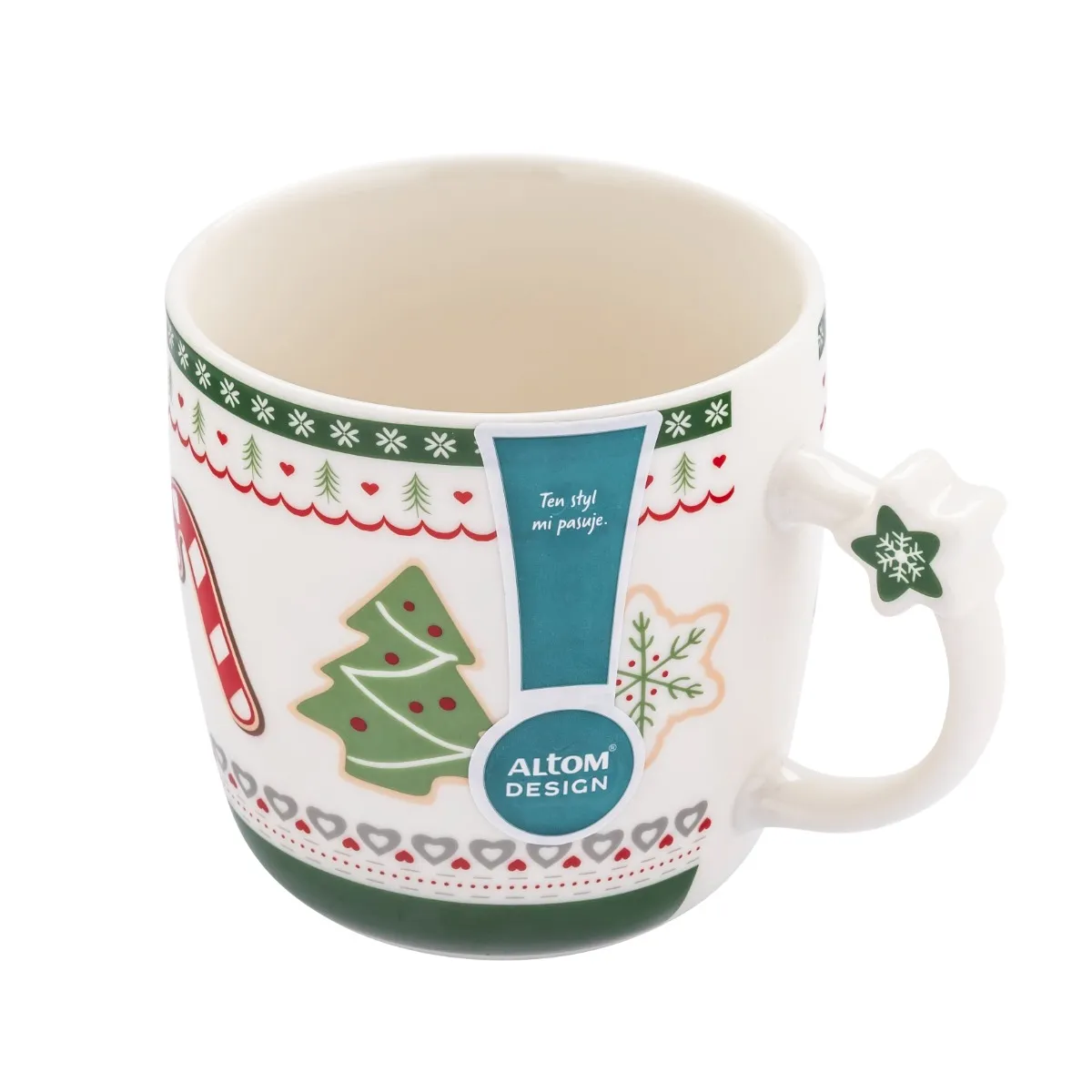 Kubek świąteczny porcelanowy z gwiazdką na uchu Altom Design Scandi 390 ...