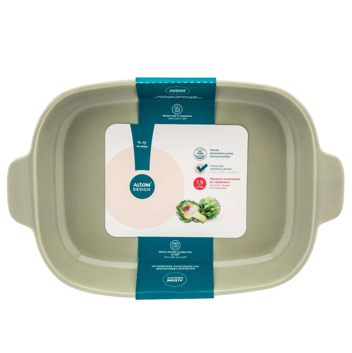 Naczynie do zapiekania ceramiczne Altom Design zielone 33,5 cm - altom.pl