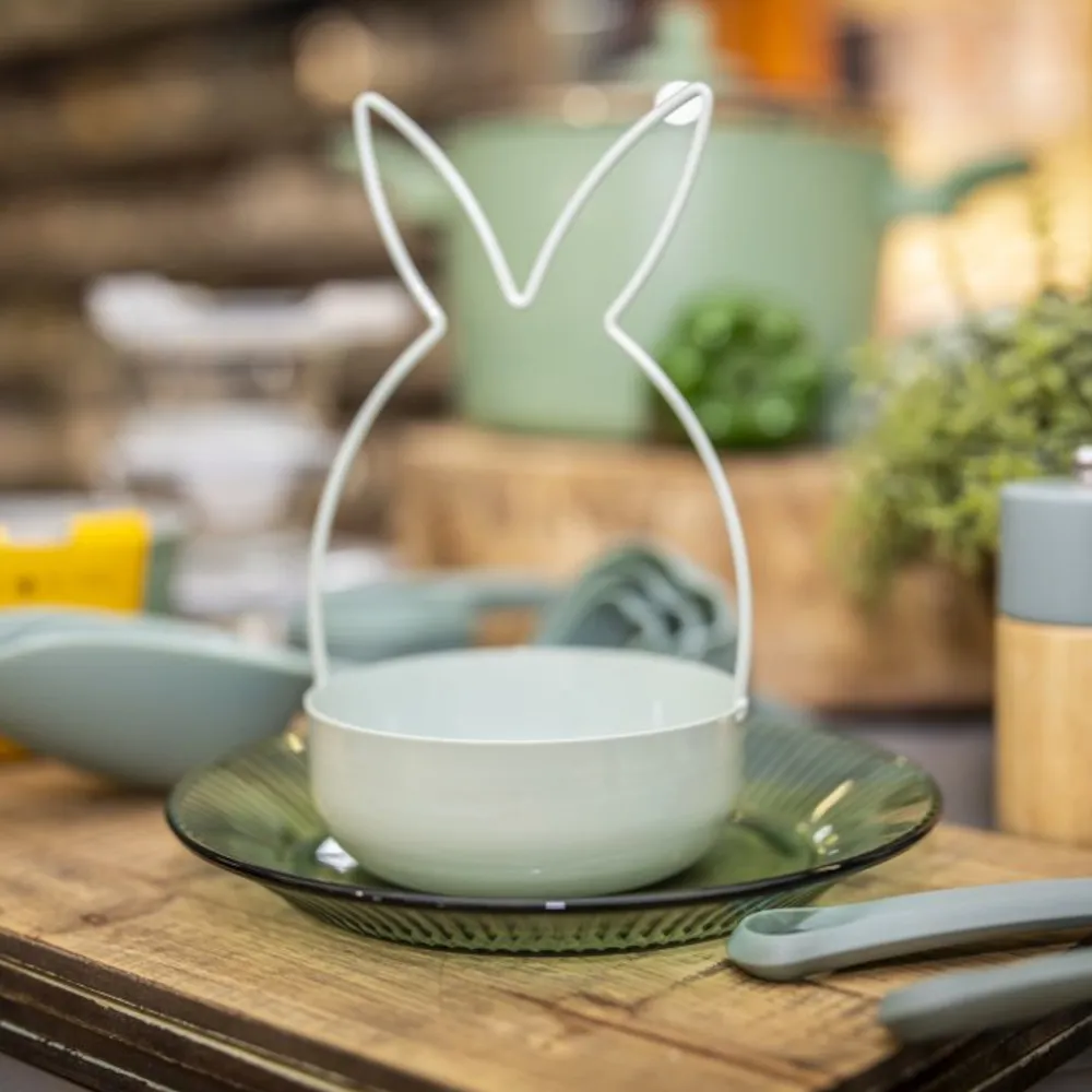 Patera dekoracyjna metalowa Wielkanoc Altom Design Zając miętowa 21 cm ...