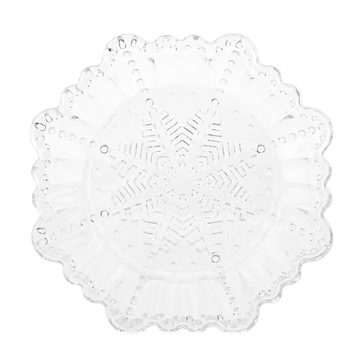 Patera szklana półmisek świąteczny Altom Design Śnieżynka 18 cm - altom.pl