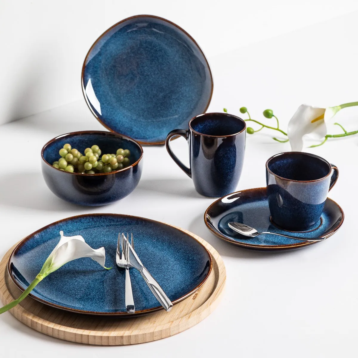 Serwis obiadowy ceramiczny Altom Design Reactive Navy Blue na 6 osób ...