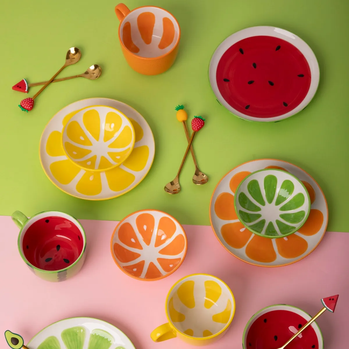 Talerz deserowy ceramiczny Altom Design Tropicana arbuz 20 cm - altom.pl