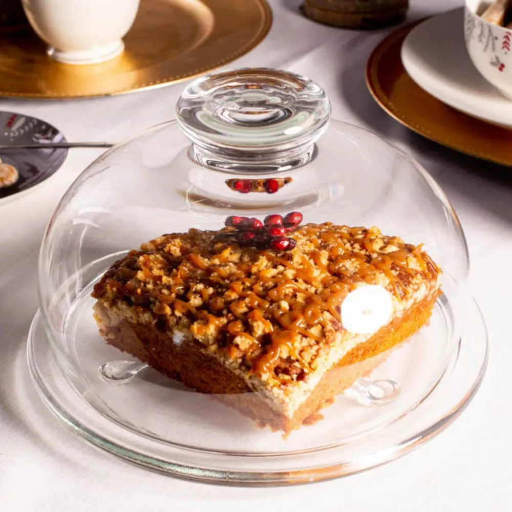 Talerz do serów, wędlin szklany z kloszem Edwanex 21 cm - altom.pl