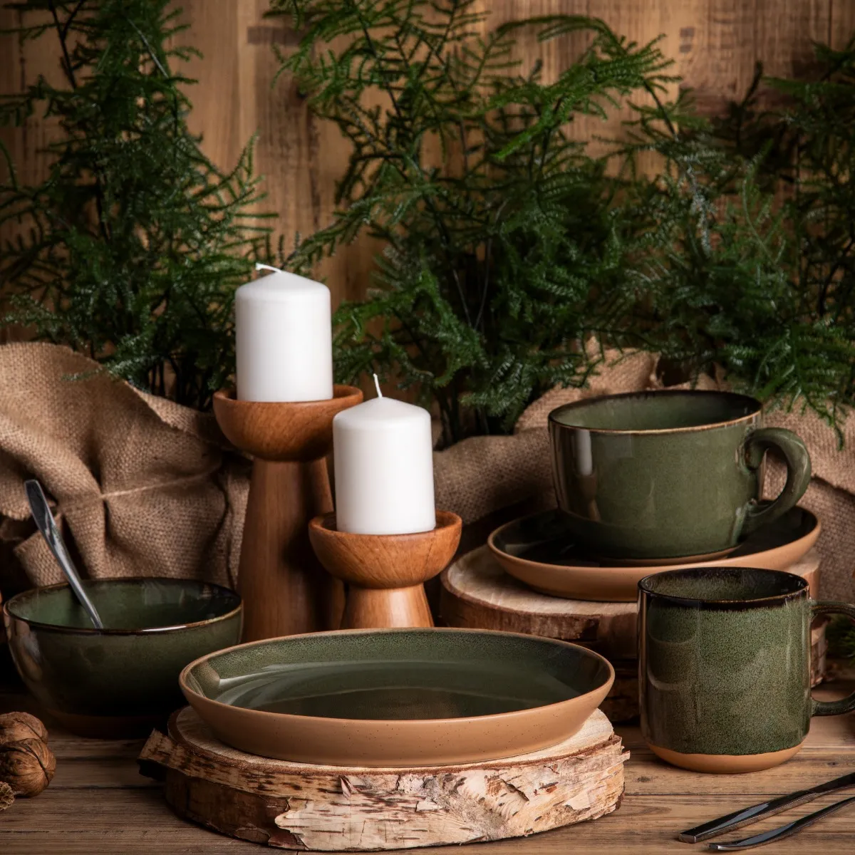 Talerz obiadowy ceramiczny Altom Design Reactive Forest 23,5 cm - altom.pl